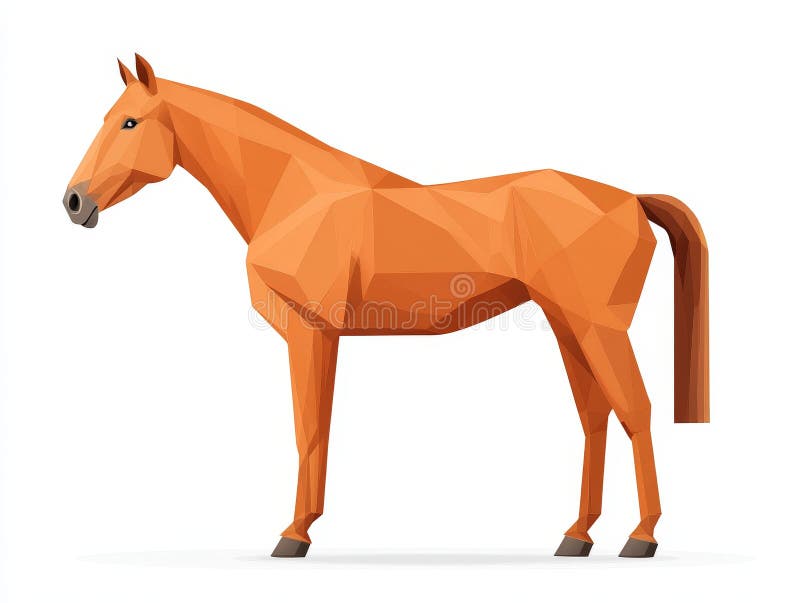 Geometric Polygonal Orange Horse Sharp Edges Stylized Shapes Standing ...