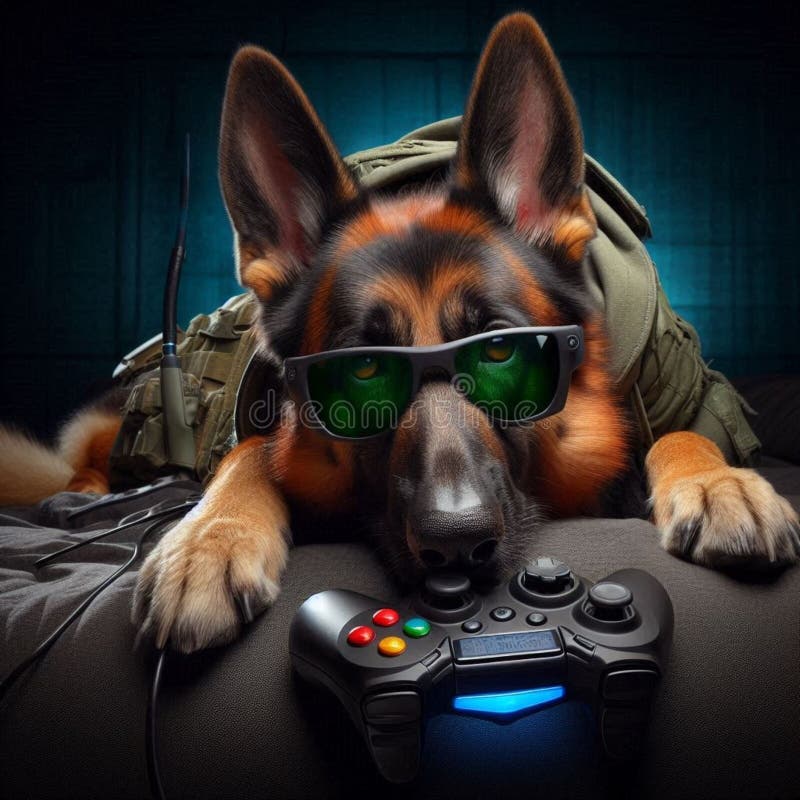 AI Generated Illustration of a German Shepherd Laying on a Couch with a ...