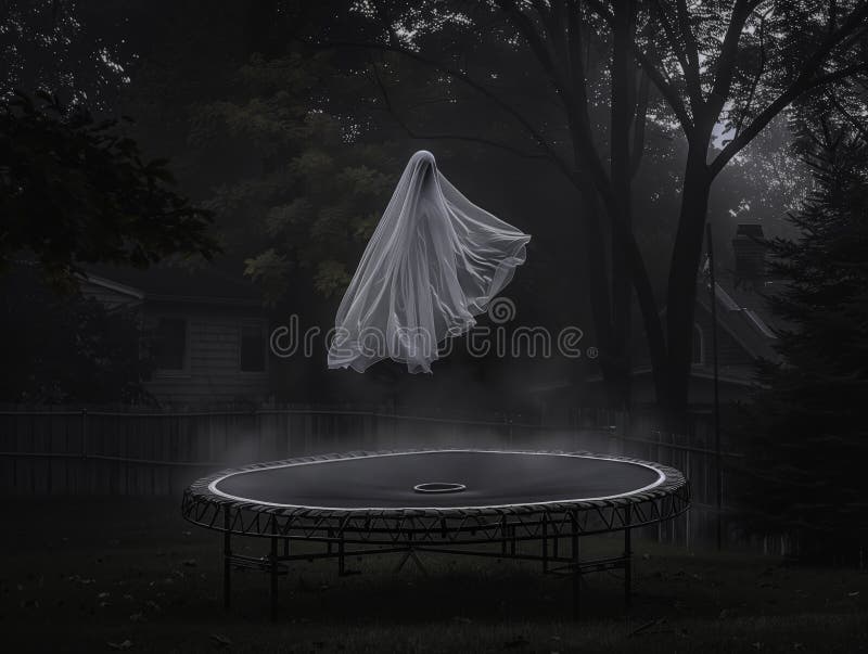 AI Generated Illustration of a Ghost Hovering Over a Trampoline Stock ...