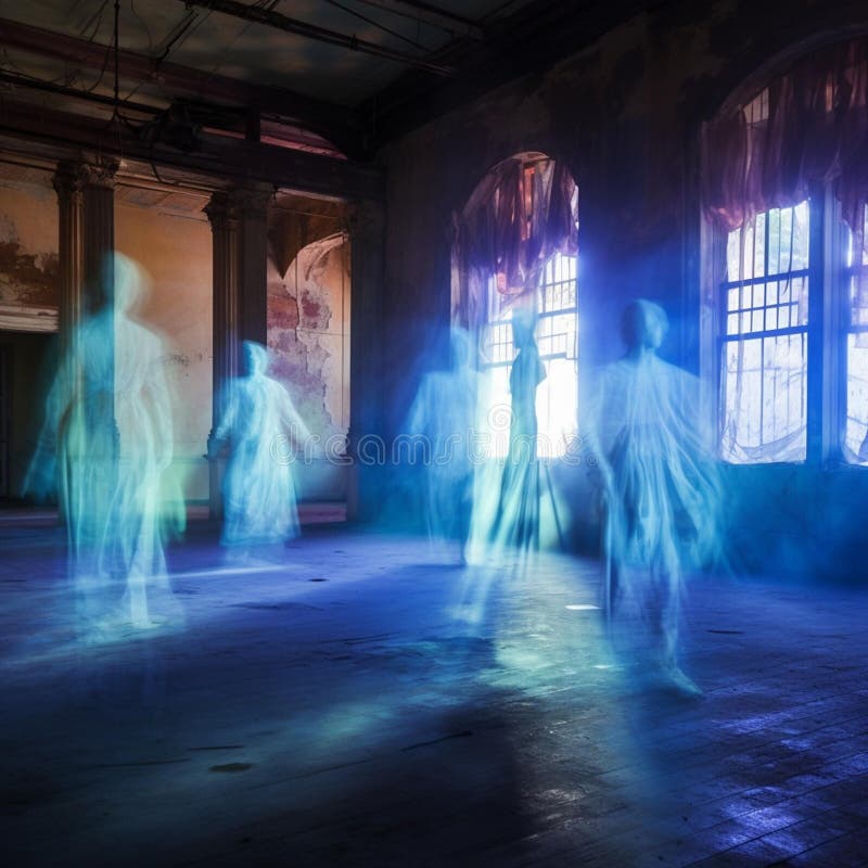 AI Generated Illustration of Ghosts Illuminated by Glowing Lights ...