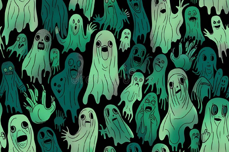 AI-generated Illustration of Ghosts in Shades of Green and Black Stock ...