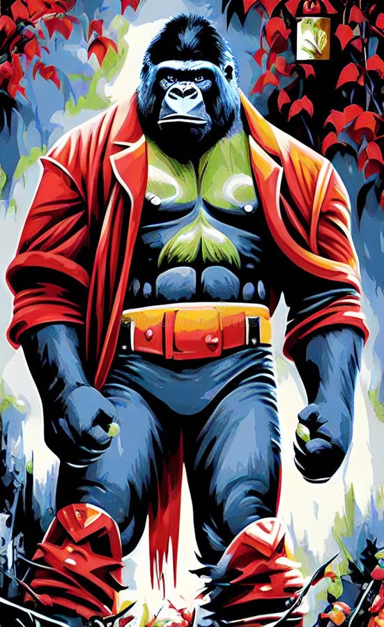 AI Generated Illustration of a Giant Scary Gorilla Ink Sketch Comics ...