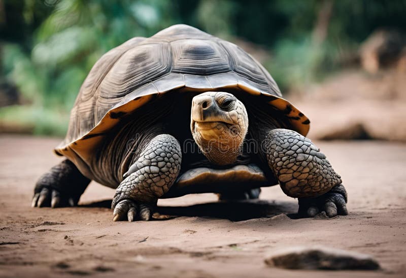 AI Generated Illustration of a Giant Tortoise Walking on the Ground in ...