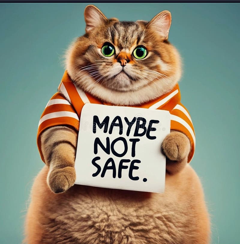 AI Generated Illustration of a Ginger Cat Holding a Banner with Maybe ...