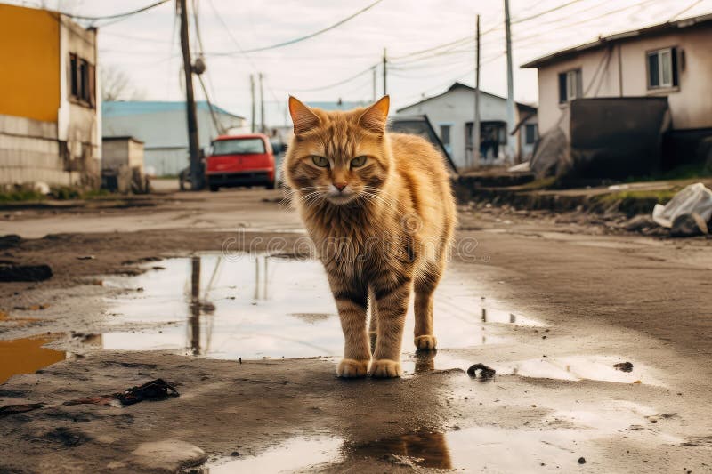 AI Generated Illustration of a Ginger Tabby Cat Standing on the Edge of ...