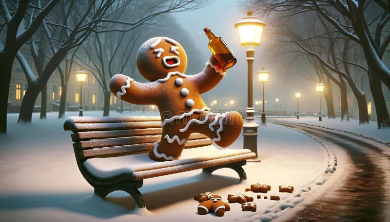 AI Generated Illustration of a Gingerbread on a Bench in a Park ...