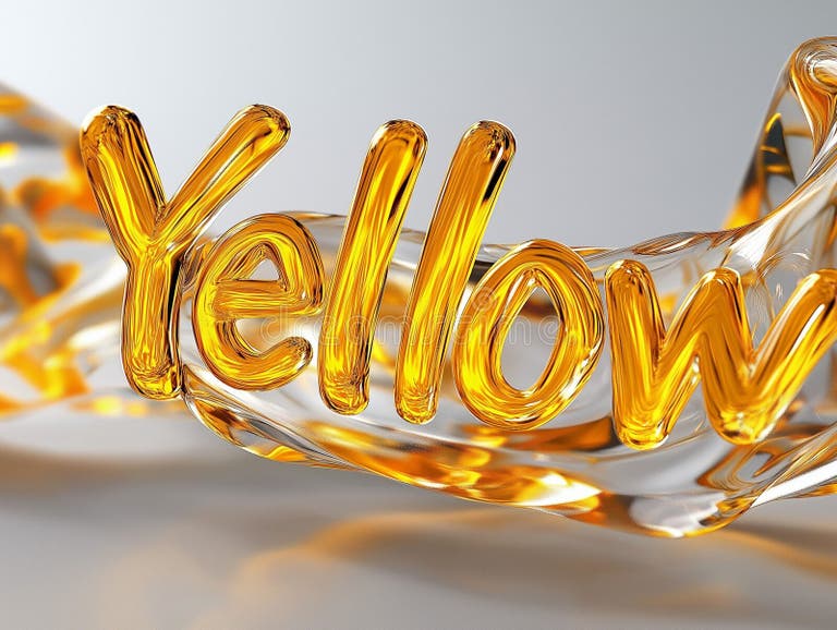 AI-generated Illustration of Glass Text Spelling Yellow with Light ...