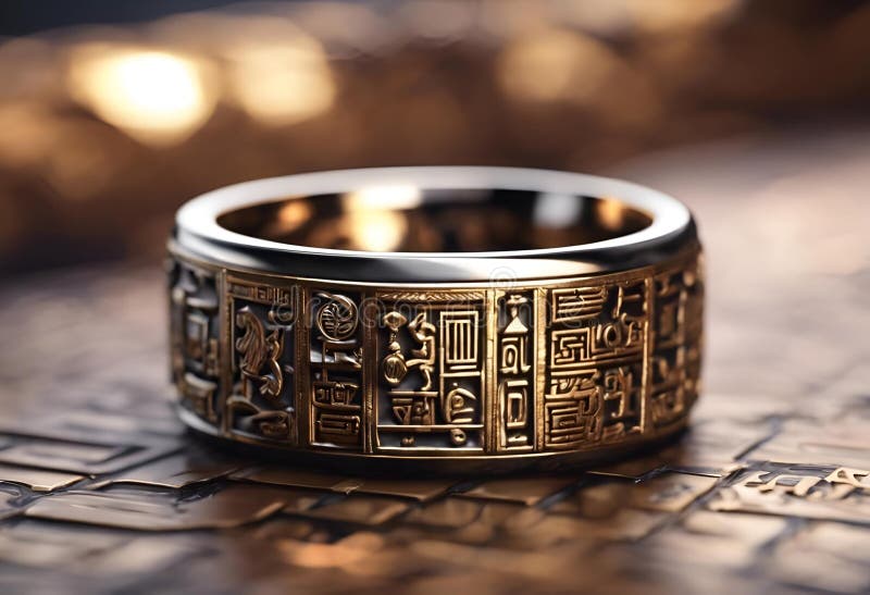 AI Generated Illustration of a Gleaming Gold Ring Resting on a Vintage ...