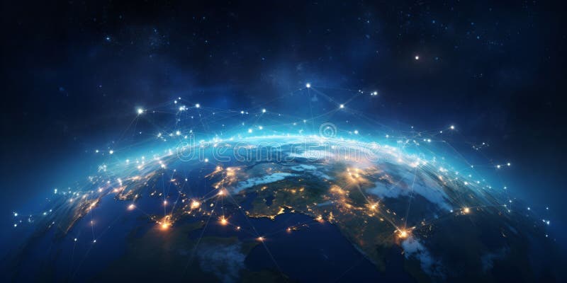 Global Network with Connection Over the World Stock Illustration ...