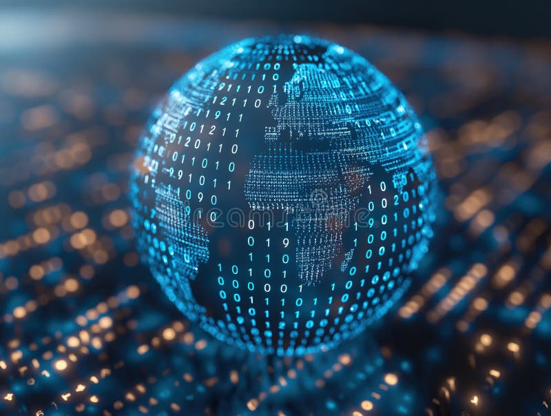 AI-generated Illustration of the Globe with Binary Numbers, the Concept ...