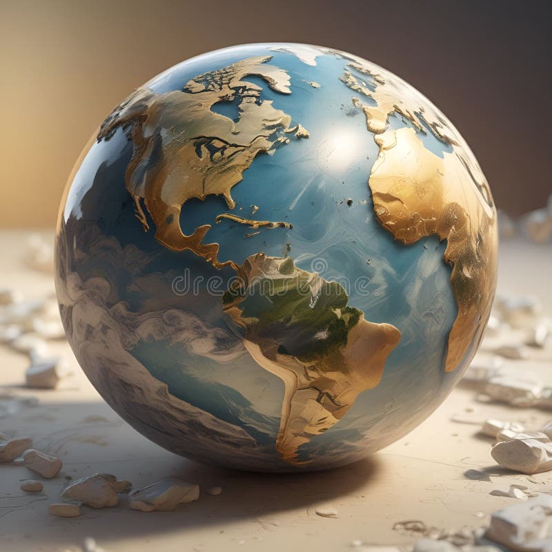 AI Generated Illustration of a Globe with Detailed Continents and a ...