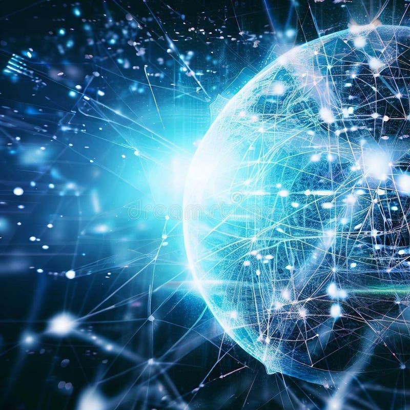 AI Generated Illustration of a Globe Encircled by a Complex Web of ...