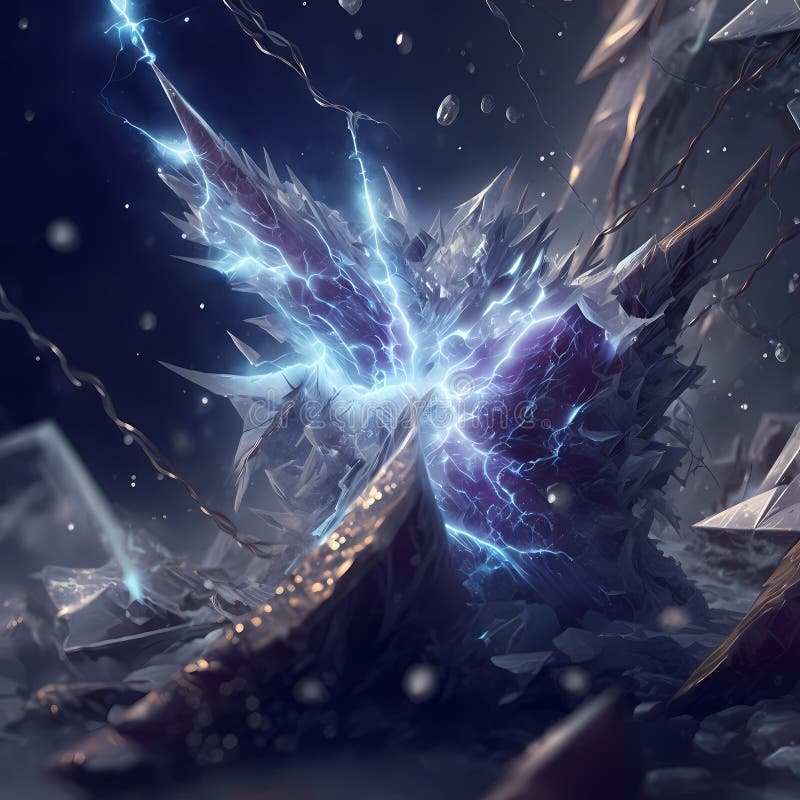 AI Generated Illustration of a Glowing, Abstract Lightning Strike Stock ...