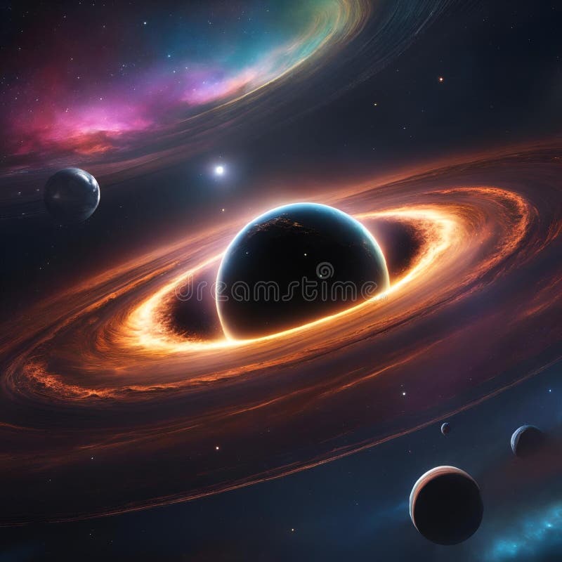 AI Generated Illustration of Glowing Celestial Planets in the Night Sky ...