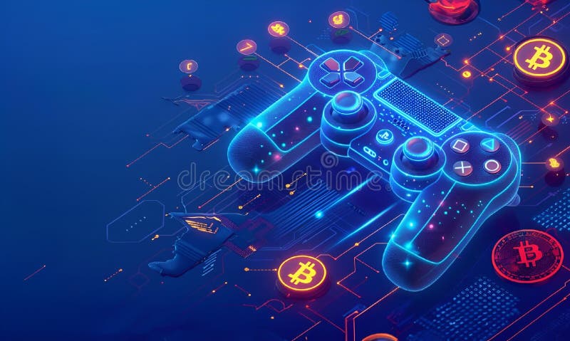 AI-generated Illustration of a Glowing Gaming Controller Illuminated by ...