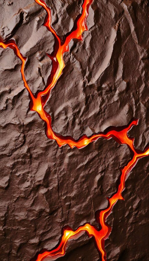 AI-generated Illustration of Glowing Lava Cracks on a Dark Rugged ...