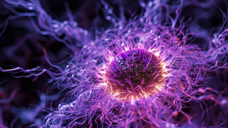 AI Generated Illustration of a Glowing Purple Cell Stock Illustration ...