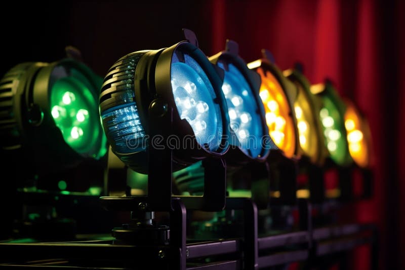 AI Generated Illustration of Glowing Spotlights in Different Colors ...