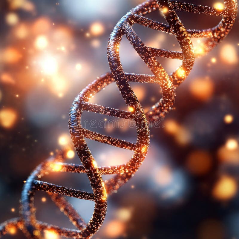 Golden DNA Helix Illuminated by Glowing Molecular Structures ...
