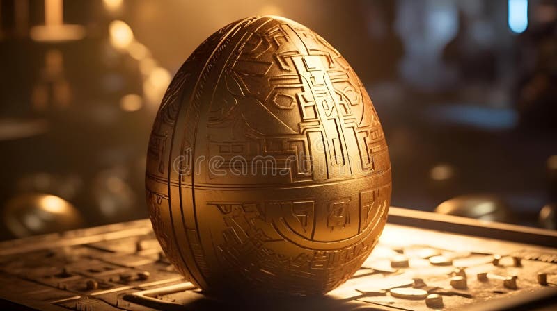 AI-generated Illustration of a Golden Egg with Odd Alien Patterns Stock ...