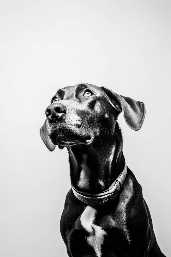 AI Generated Illustration of a Grayscale of a Dog on a White Background ...