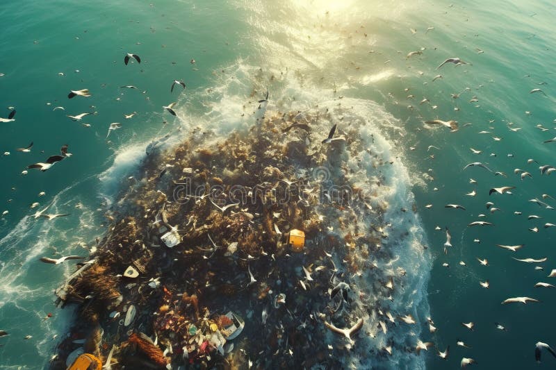 AI Generated Illustration of a Great Pacific Garbage Patch in the Ocean ...