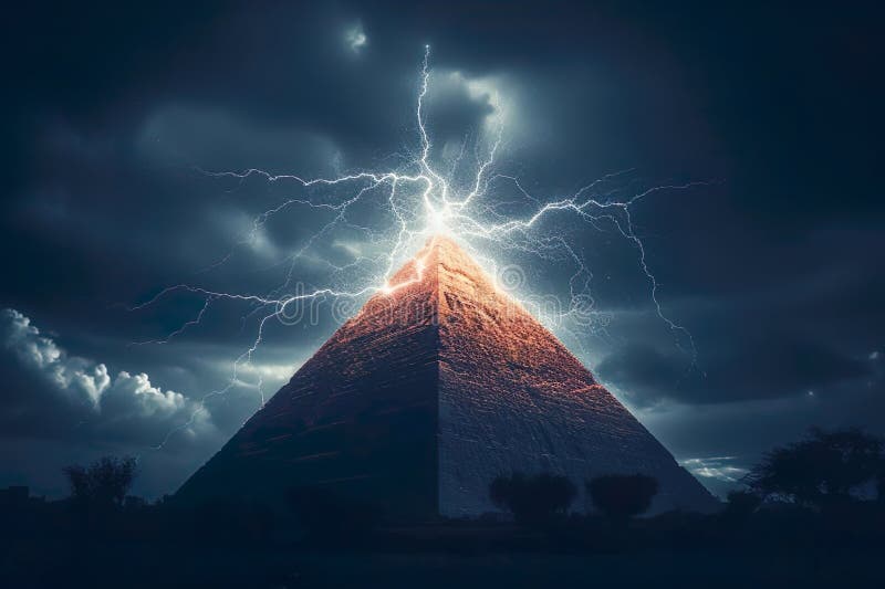 AI Generated Illustration of the Great Pyramid of Giza Illuminated by a ...