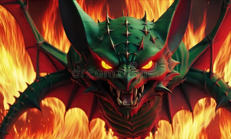 AI Generated Illustration of a Green Bat in Hell Stock Illustration ...