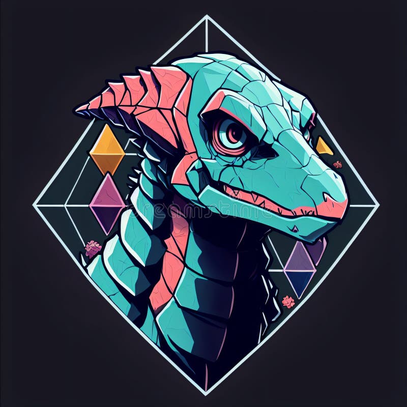 AI Generated Illustration of a Green Dragon Head with Diamond Pattern ...