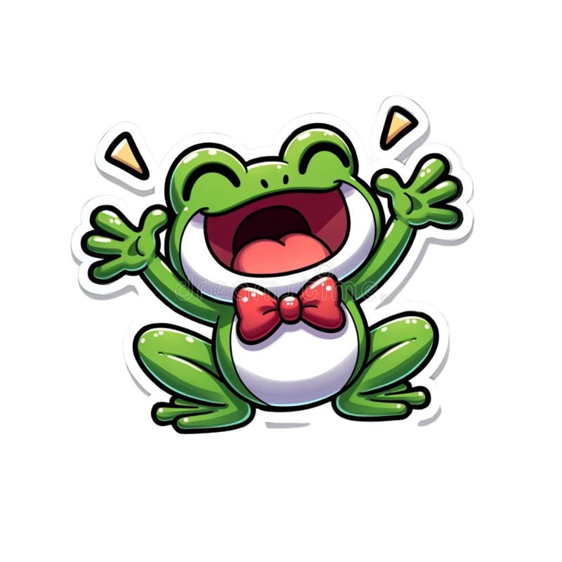 AI Generated Illustration of a Green Frog Sticker Stock Illustration ...