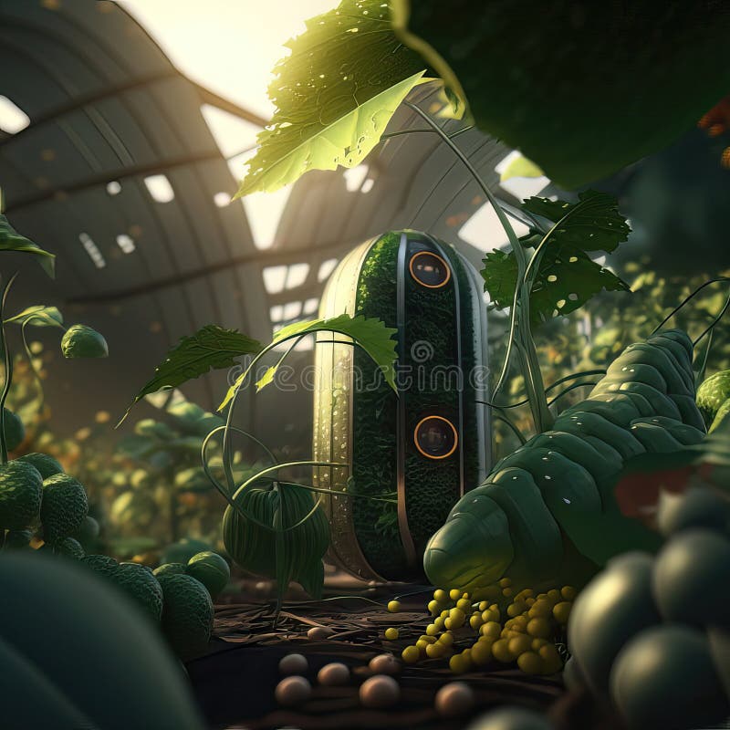 AI GENERATED Illustration of Greenhouse of the Future with Computer ...