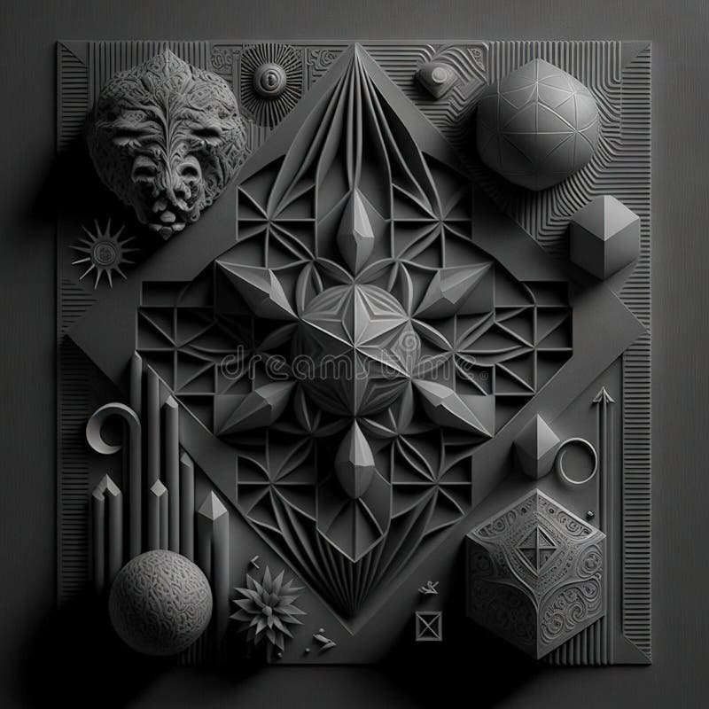 AI Generated Illustration of Grey Abstract Figures on a Background ...