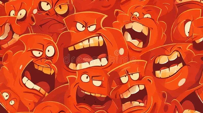 AI Generated Illustration of a Group of Angry Faces with One Smiling in ...