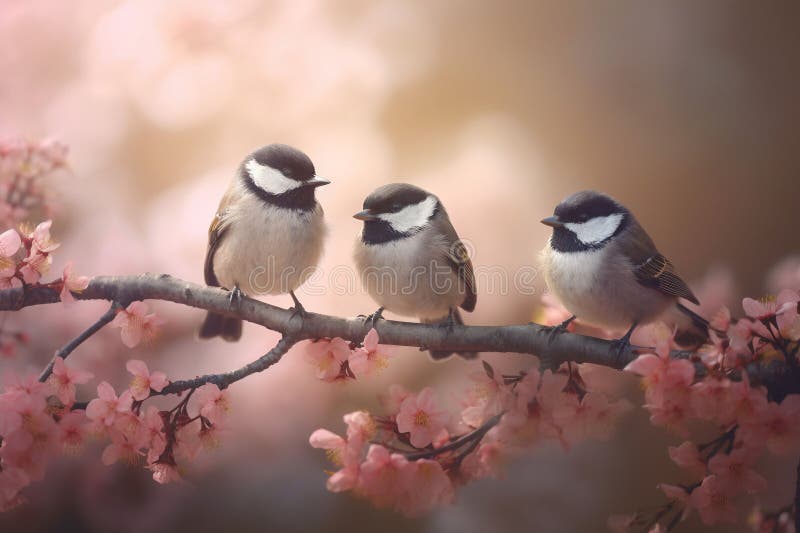 AI Generated Illustration of a Group of Black-capped Chickadees Perched ...