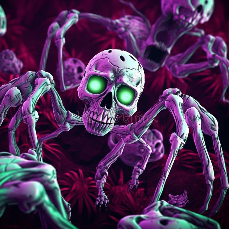 AI Generated Illustration of a Group of Crawling Skeletal Creatures ...
