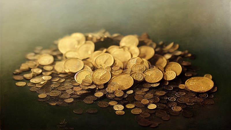 AI Generated Illustration of a Group of Gold Coins. Stock Illustration ...