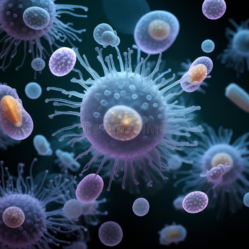 AI Generated Illustration of a Group of Interconnected Cells. Stock ...