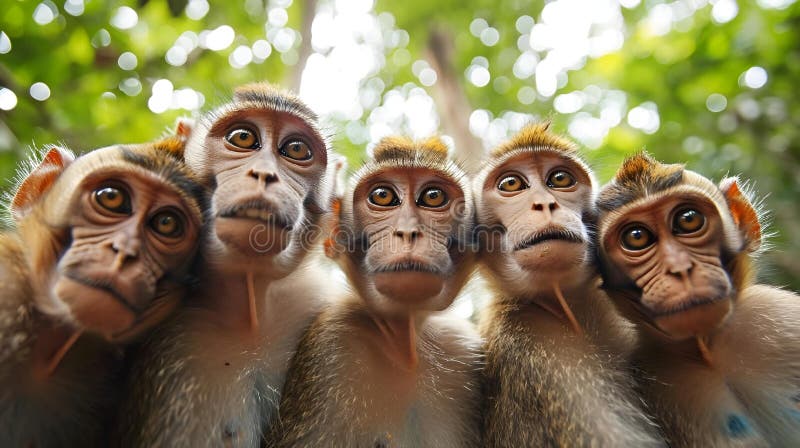 A Group of Monkeys are All Looking at the Camera with Googly Eyes Stock ...