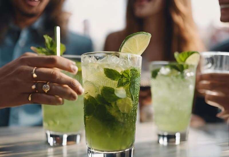 Several People are Sitting at a Table Enjoying Drinks and Having Fun ...