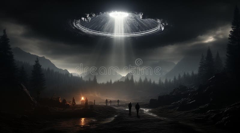 AI Generated Illustration of a Group of People Under a Large ...