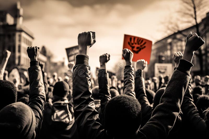 AI Generated Illustration of a Group of Protesters Marching in the ...