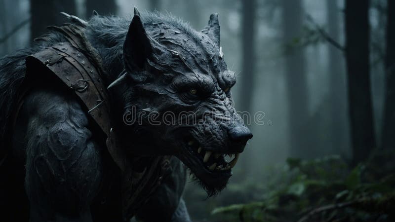 AI Generated Illustration of a Half-orc Half-wolf in a Dark Forest ...
