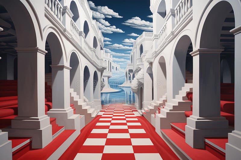 AI Generated Illustration of a Hall with a Red and White Decorated ...