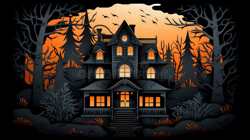 AI Generated Illustration of Halloween Haunted House Stock Illustration ...