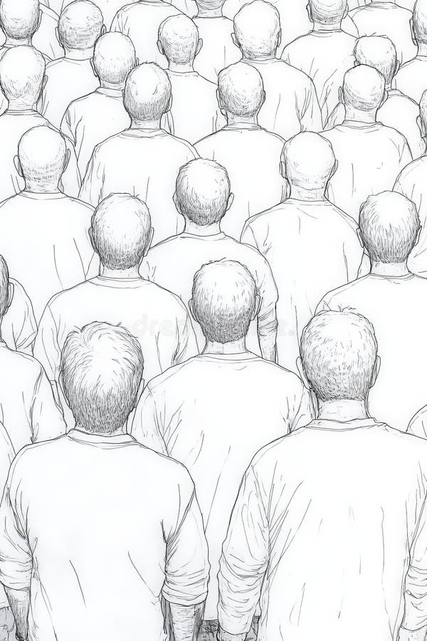 Hand Drawn Sketch of Anonymous Crowd Pencil Texture Monochrome Shading ...