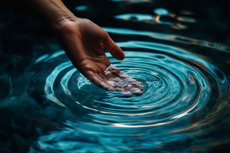 AI-generated Illustration of a Hand Gently Touching Water, Creating ...
