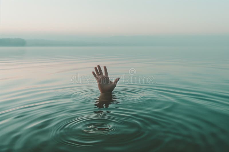 Hand Reaching Out from Water Stock Illustration - Illustration of lost ...