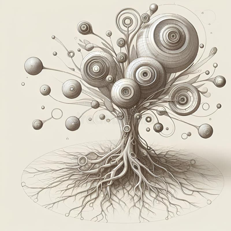 AI Generated Illustration of a Handmade Drawing of a Handmade Tree and ...