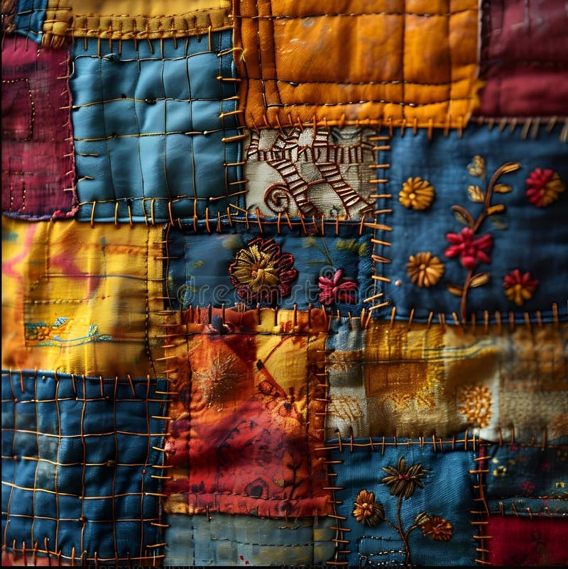 AI Generated Illustration of a Handmade Vibrant Patchwork of Intricate ...