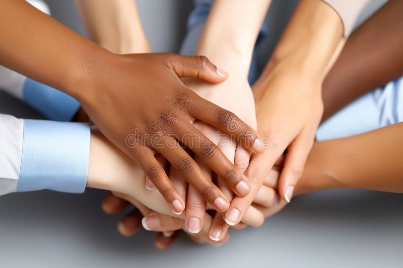 AI Generated Illustration of Hands Coming Together in Unity and ...